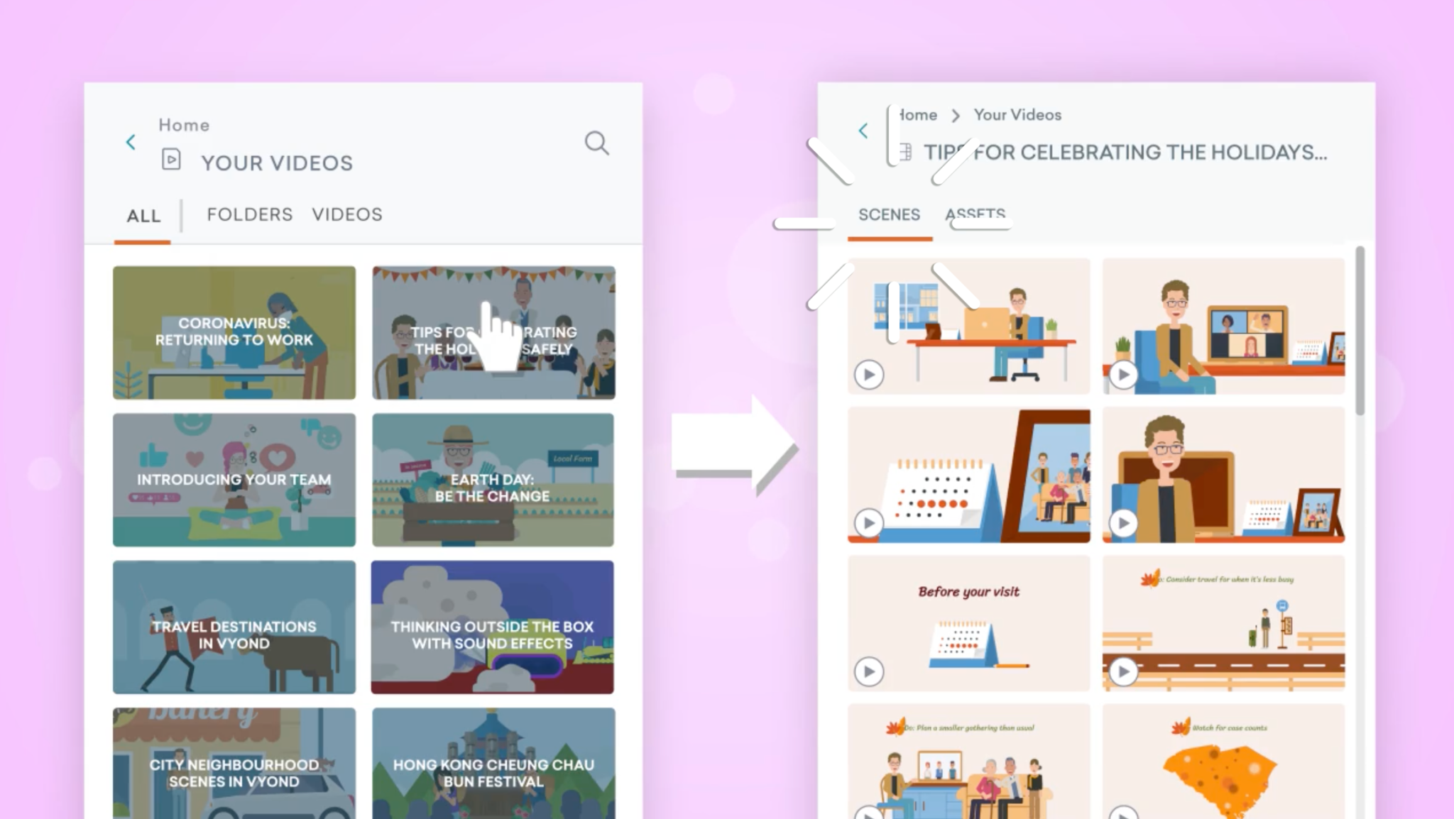 Scenes and Grouped Assets in the Media Library - Vyond Product Releases